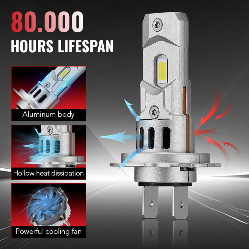 X3S H7 100W 6500K 24000LM White IP67 LED Headlight Bulbs 2Pcs